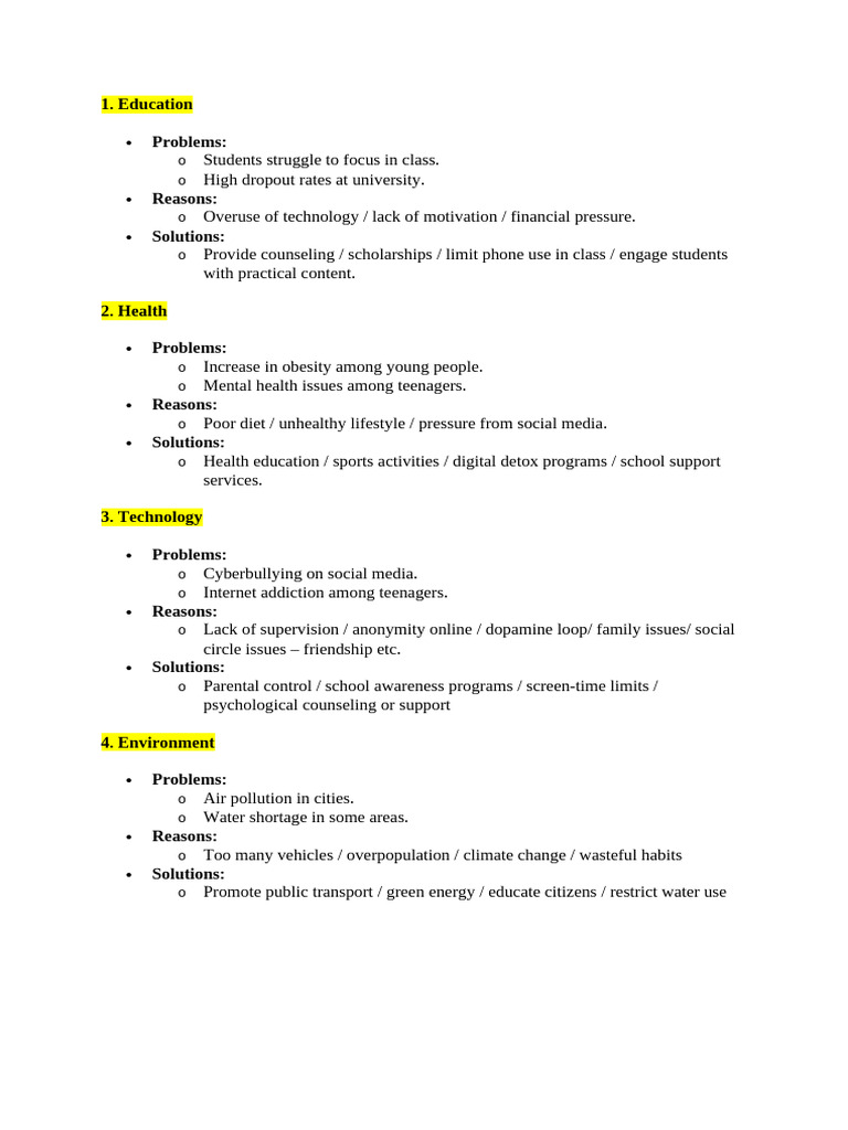 Problem-Solution Essay Worksheet | PDF | Sustainable Transport ...