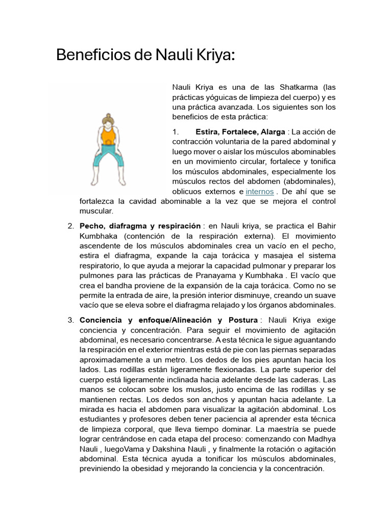 Beneficios de Nauli Kriya y Madhya Nauli | PDF | Abdomen | Tórax