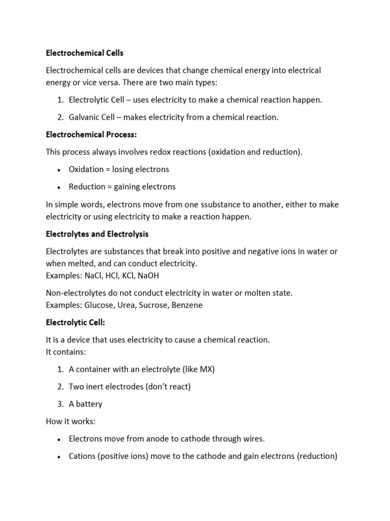 Understanding Electrochemical Cells and Processes | PDF | Redox ...