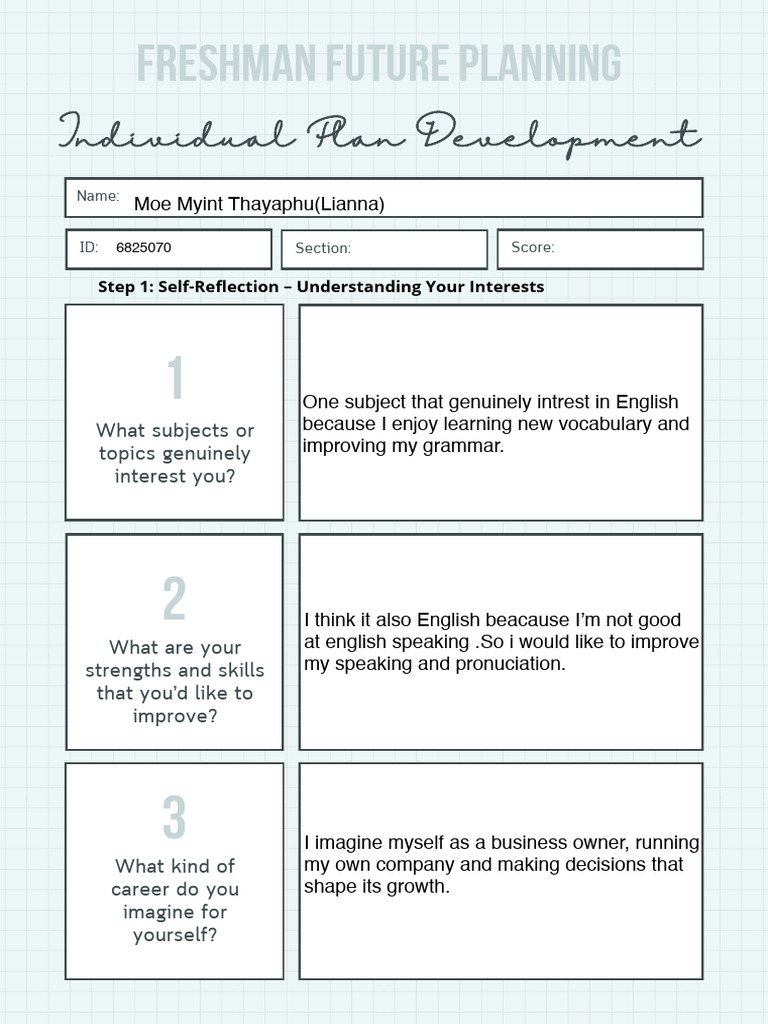 Week1-Class2-Freshmen Future Planning Activity Sheet | PDF | Human ...