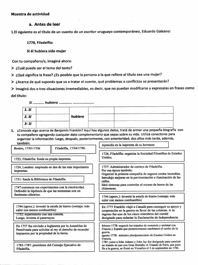 Actividad de Escritura - Biografía | PDF | Benjamin Franklin | Filadelfia