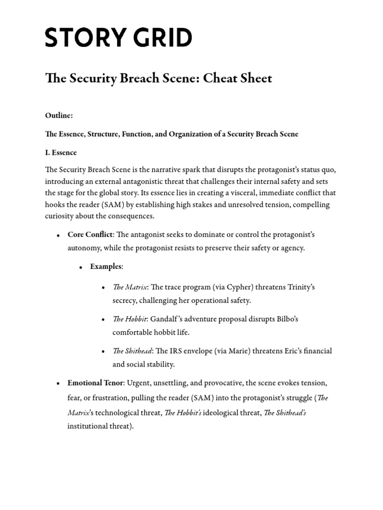 Security Breach Scene Cheat Sheet | PDF | The Hobbit | Bilbo Baggins