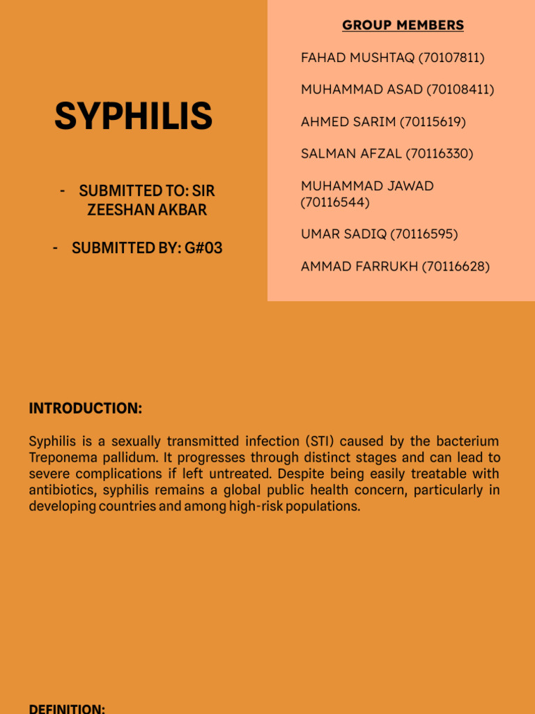 Understanding Syphilis: Stages and Treatment | PDF | Medical ...