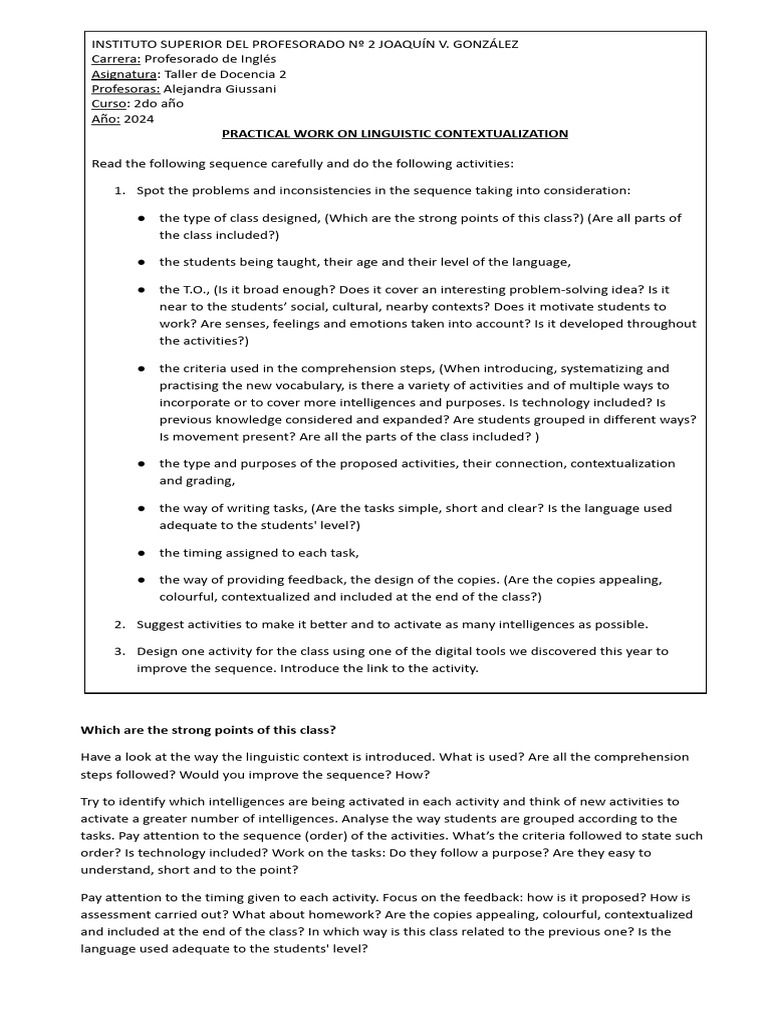 PW On Linguistic Contextualization | PDF | Psychological Concepts | Psychology