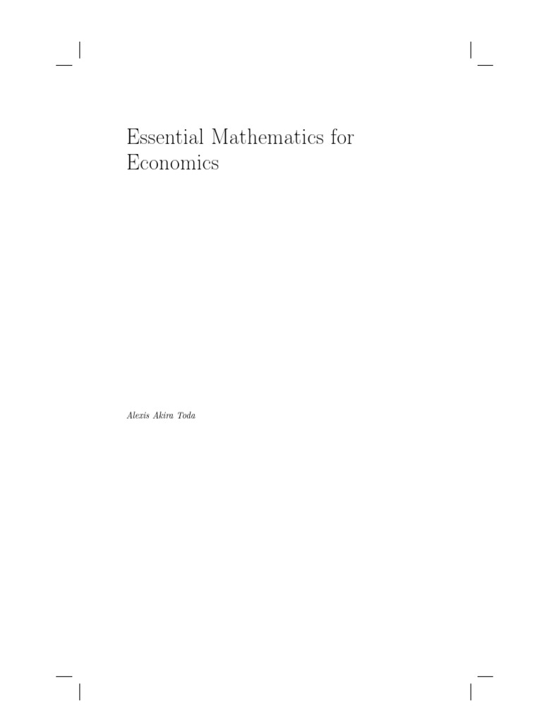 Essential Mathematics For Economics: Alexis Akira Toda | PDF ...