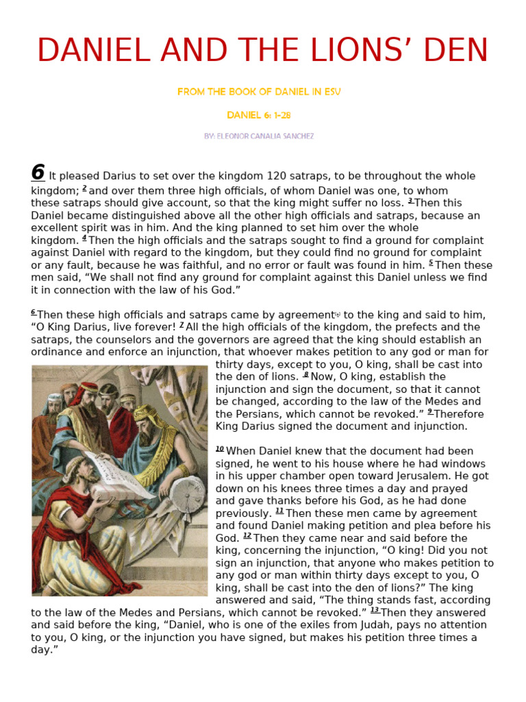 Daniel's Deliverance from the Lions' Den | PDF | Daniel (Biblical ...