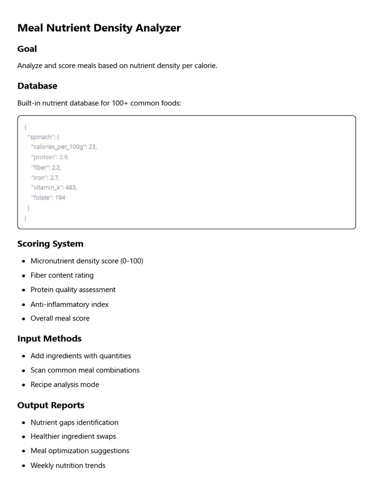 Project 7 - Meal Nutrient Density Analyzer | PDF