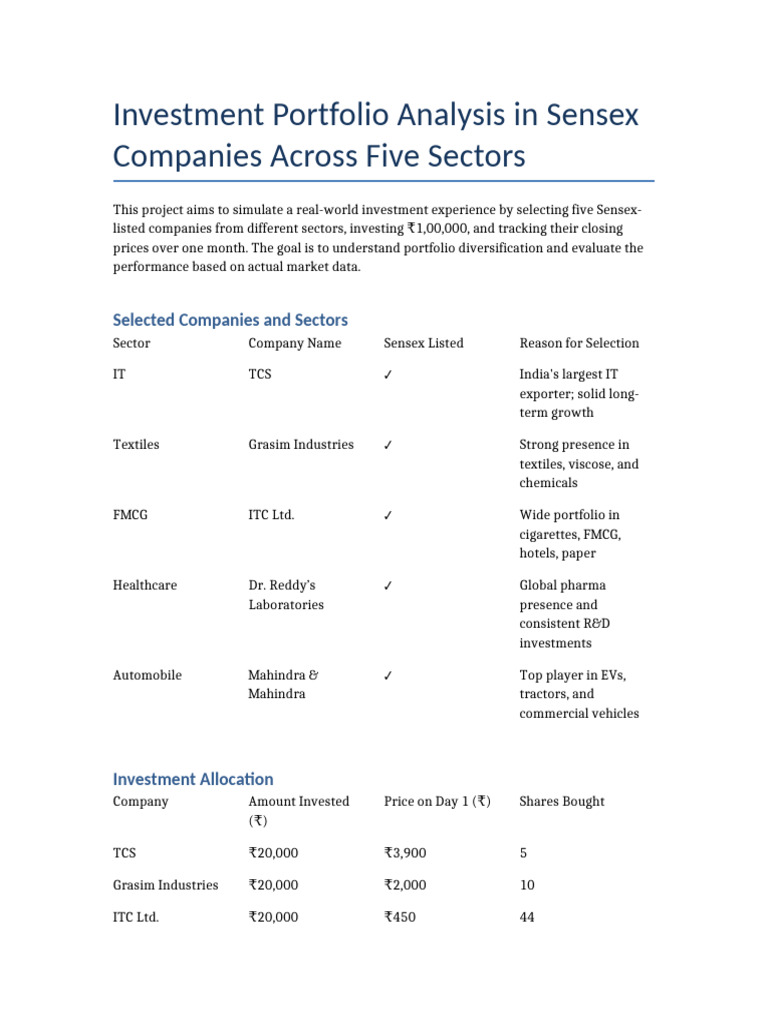 Sensex Investment Project Class12 | PDF | Investing | Financial Economics