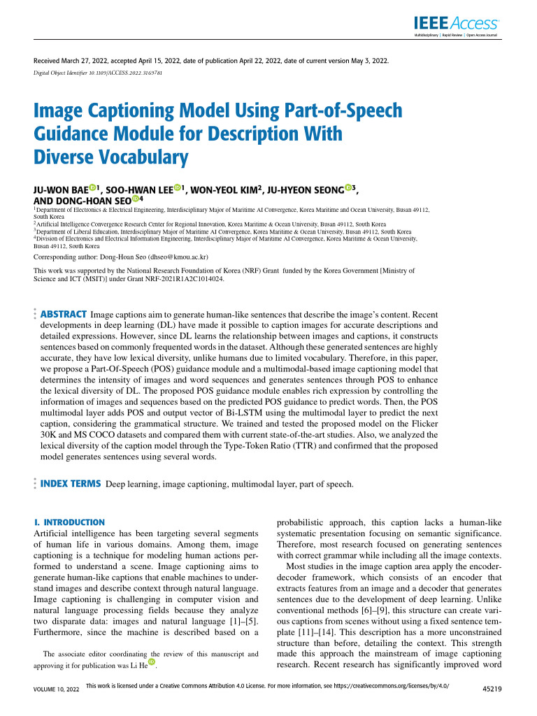 Image Captioning Model Using Part-Of-Speech Guidance Module For Description With Diverse ...