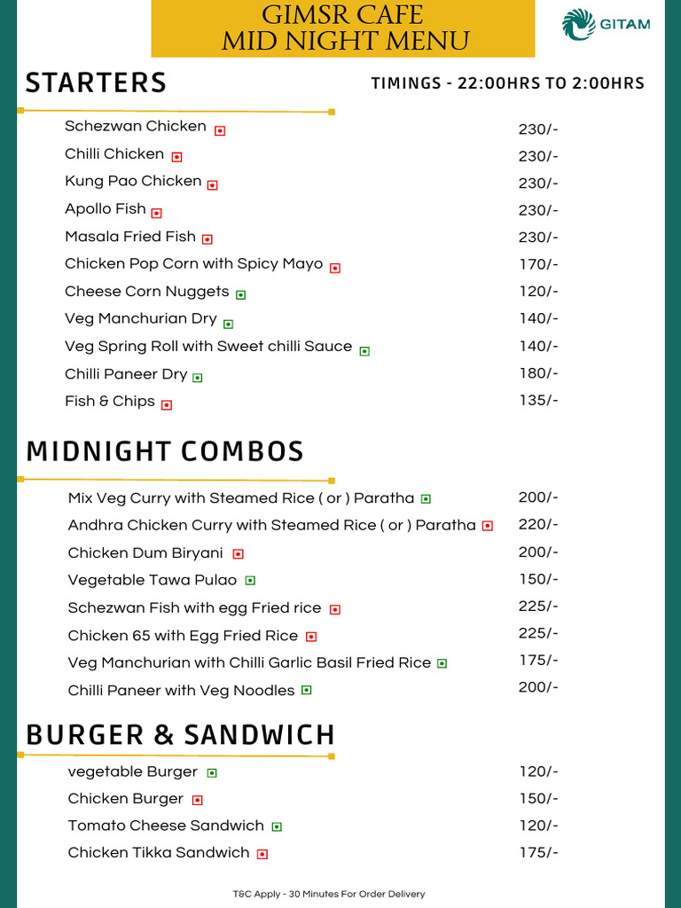 Gimsr Cafe Mid Night Menu | PDF | Curry | Hamburgers