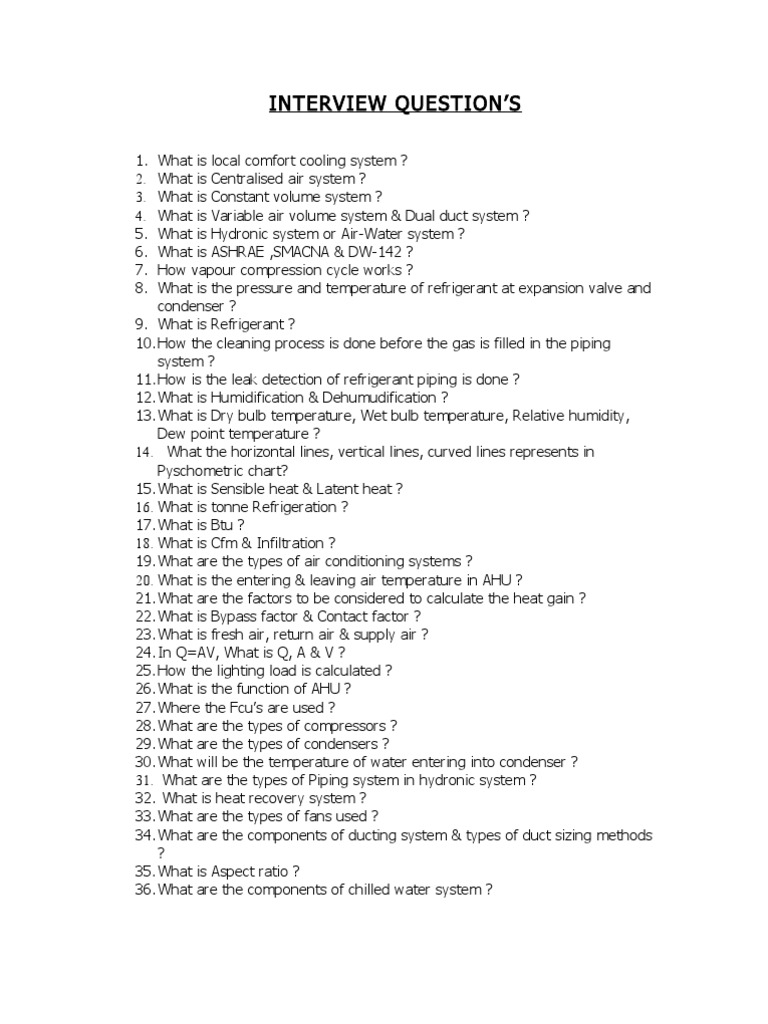 HVAC Interview Questions | PDF | Hvac | Duct (Flow)