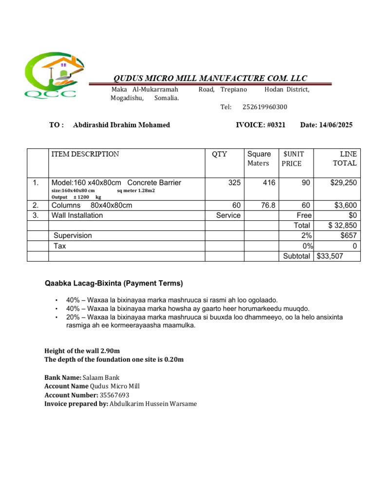 Qudus Invoice | PDF