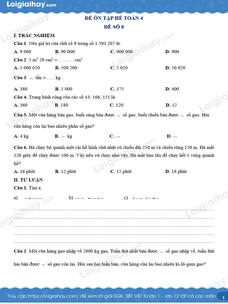 De On Tap He Lop 4 Len Lop 5 Mon Toan de So 8 Co Loi Giai Chi Tiet 1749099593 | PDF