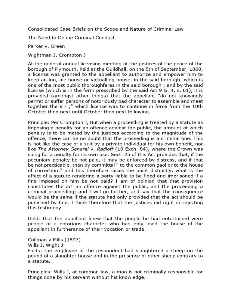 Criminal Law Case Briefs Overview | PDF | Sentence (Law) | Crimes