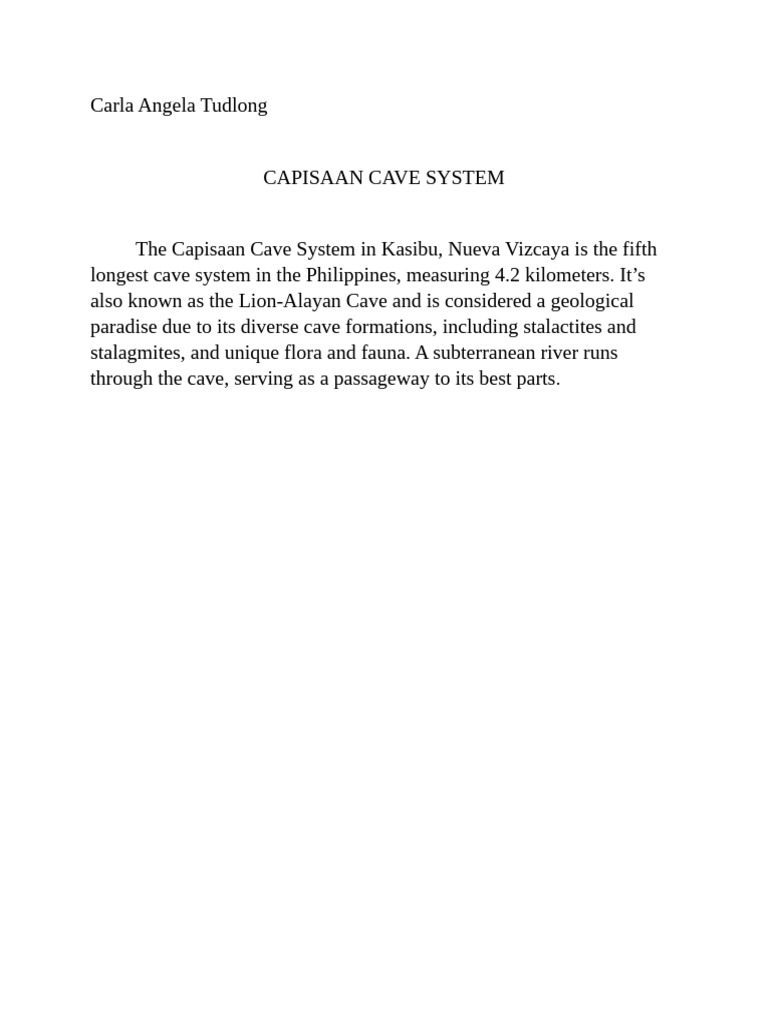 Capisaan Cave System Overview | PDF