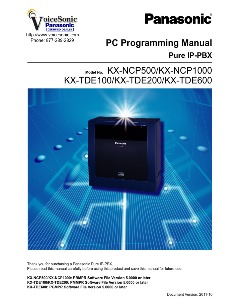 Panasonic KX NCP Series TDE Series PC Programming Manual | PDF | Ip Address | Microsoft Windows