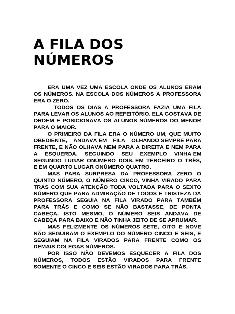 A Fila Dos Números | PDF