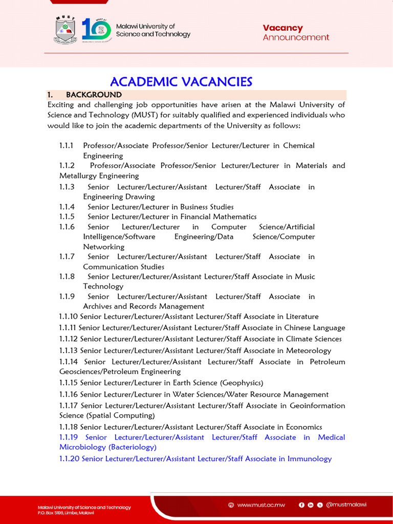 Advert for Academic Positions12825 | PDF | Academic Degree ...