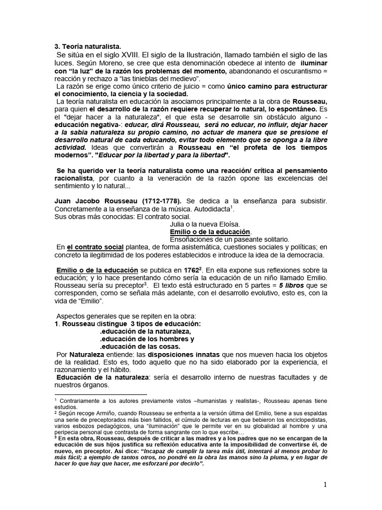 3.Teoría Naturalista_Rousseau | PDF | Jean-Jacques Rousseau | Emile, o ...
