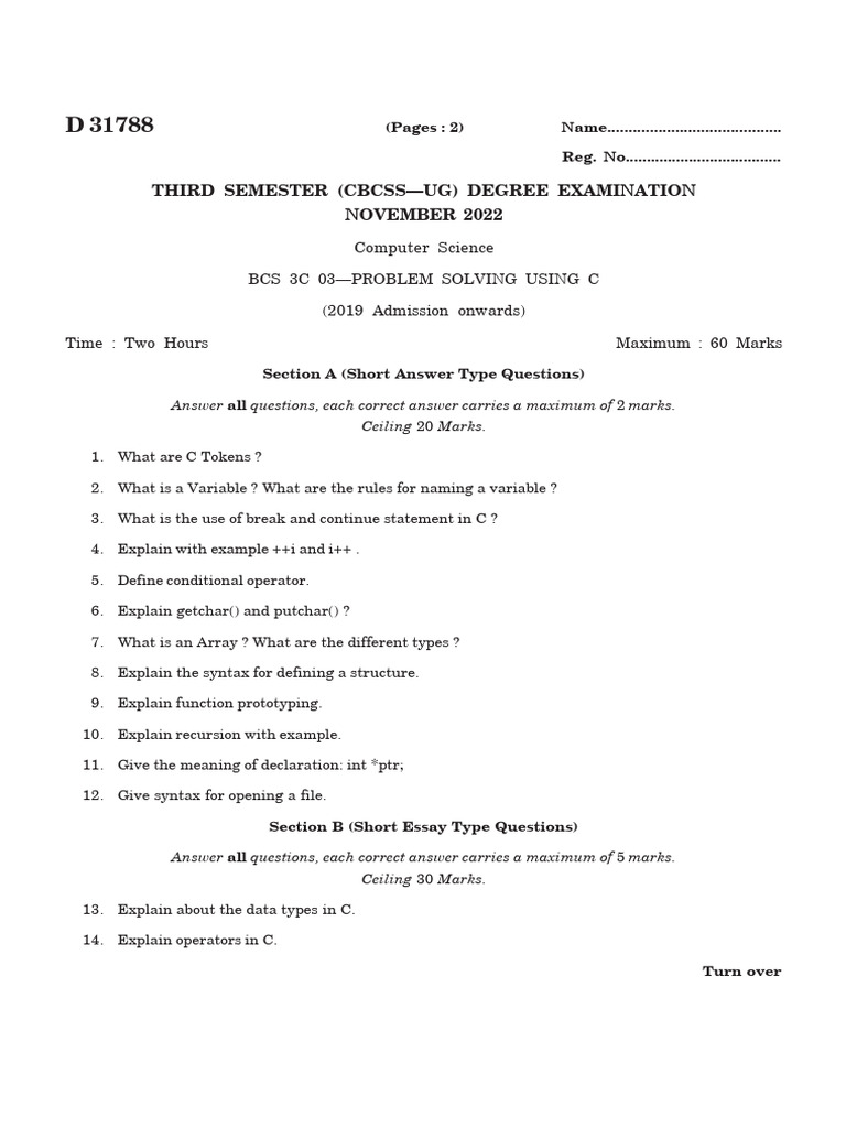Bcs 3c 03-Problem Solving Using C | PDF | Computer Programming ...