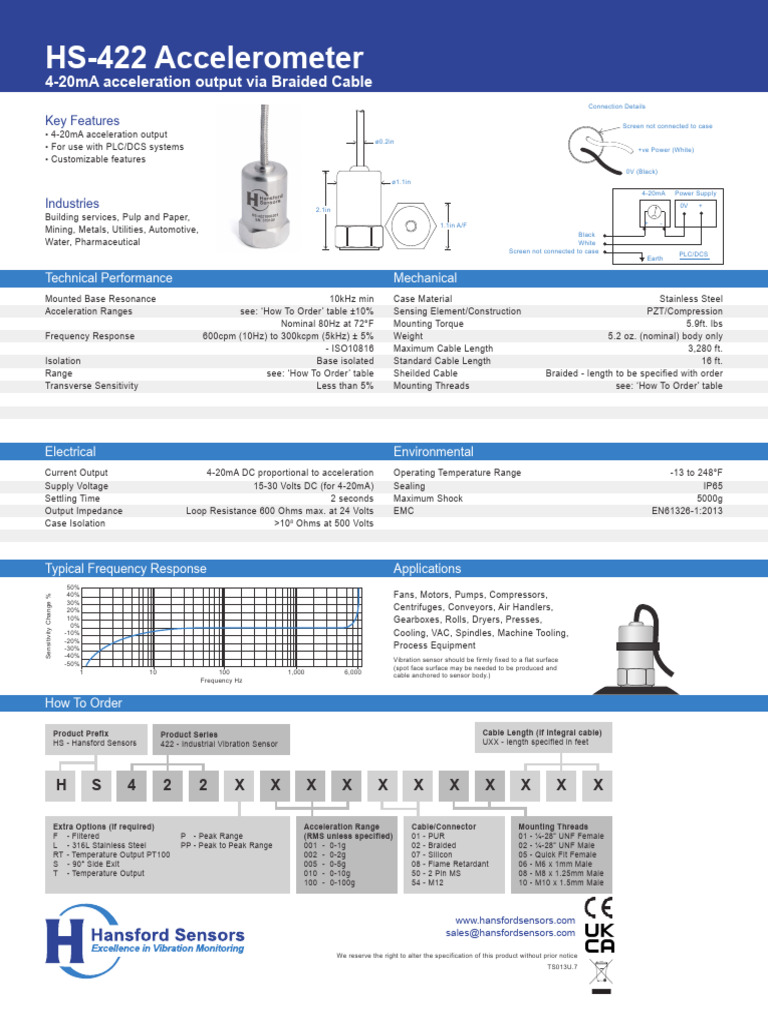 Acelerometro HS-422 4a20ma | PDF | Direct Current | Volt