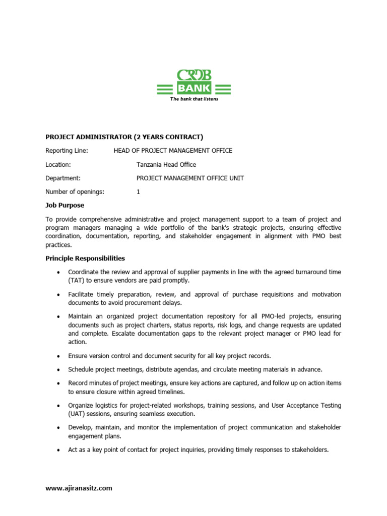 Project Administrator Role at CRDB Bank | PDF | Project Management | Skill