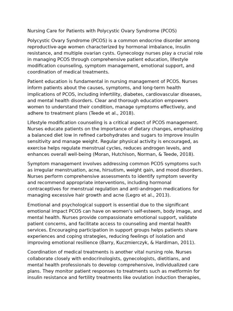 Nursing Care for PCOS Management | PDF | Polycystic Ovary Syndrome ...