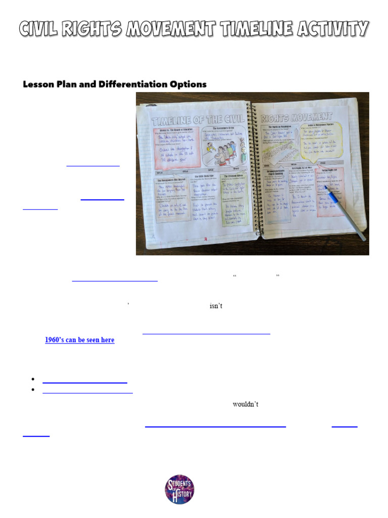 CivilRightsMovementTimelineActivitiesProjectReadingWorksheets-1 | PDF ...