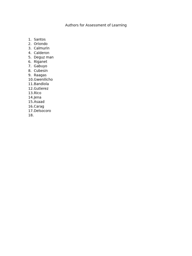 Authors For Assessment of Learning | PDF
