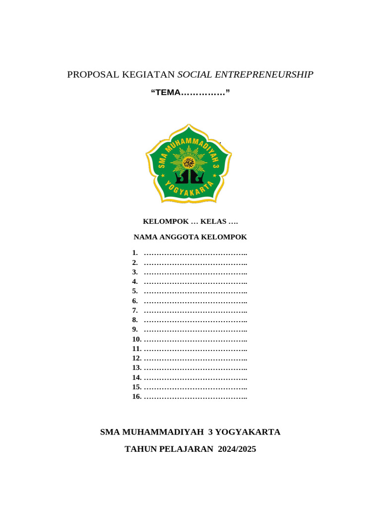 Proposal Kegiatan Social Entrepreneurship | PDF