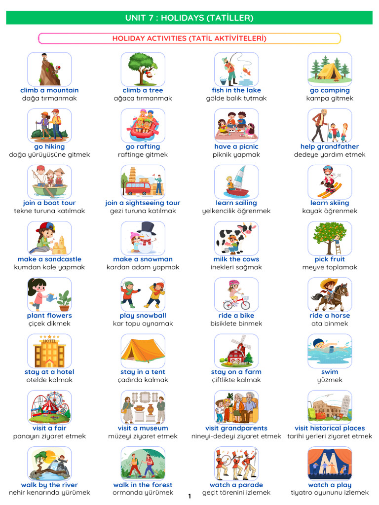 Holiday Activities - Simple Past | PDF