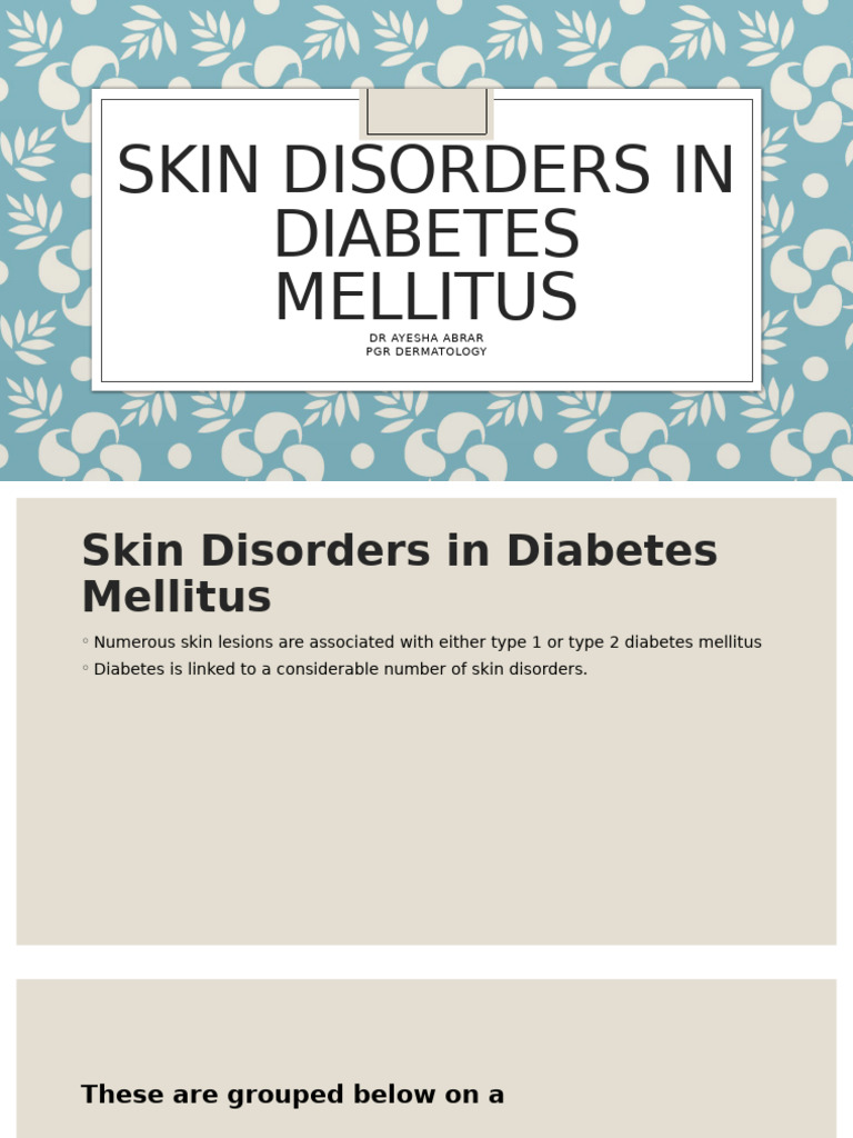 Skin Manifestations of Diabetes Mellitus | PDF | Diseases And Disorders ...