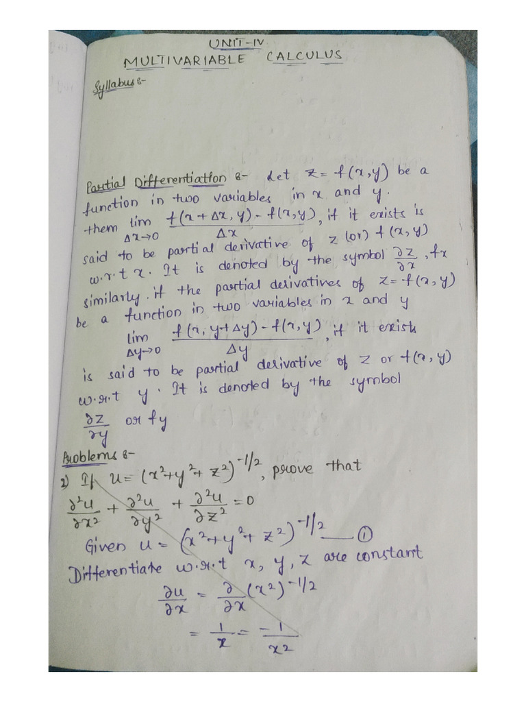 Unit 4 Maths Multivariable Calculus | PDF