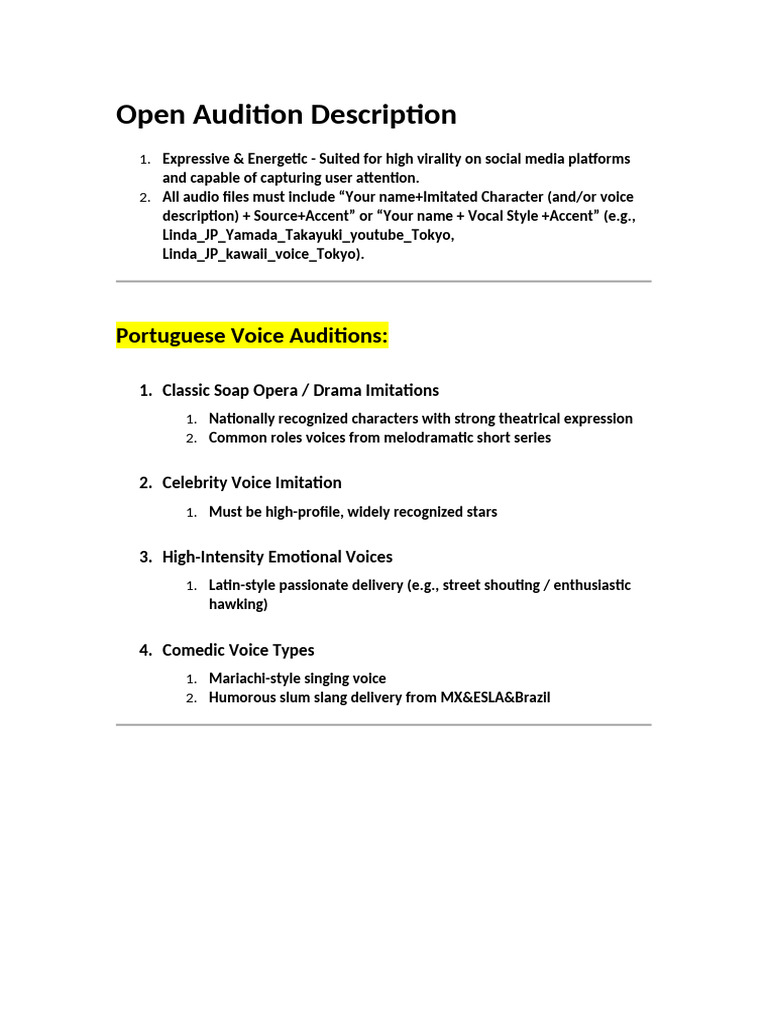 Portuguese Voice-over & Dubbing Artist | PDF