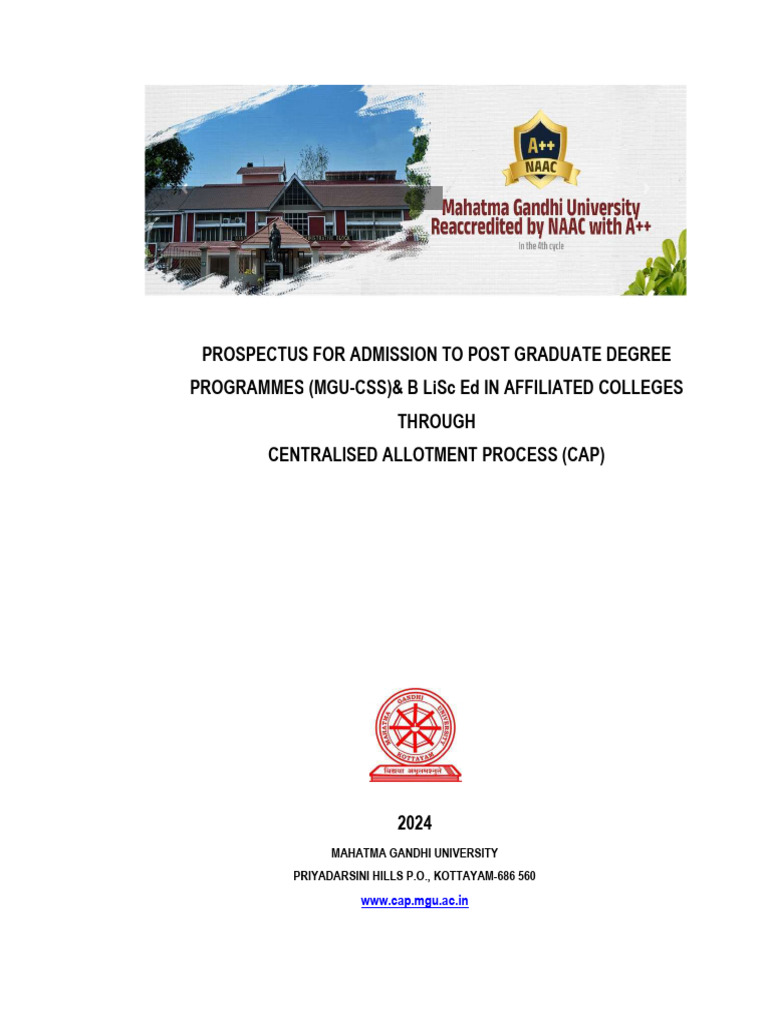 PG Prospectus 2024 MG University | PDF | University And College ...
