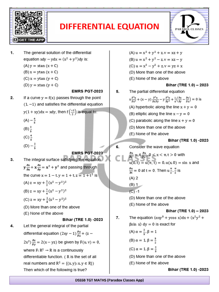 Differential Equation Sheet - 64185527 - 2025 - 07 - 17 - 18 - 14 | PDF ...