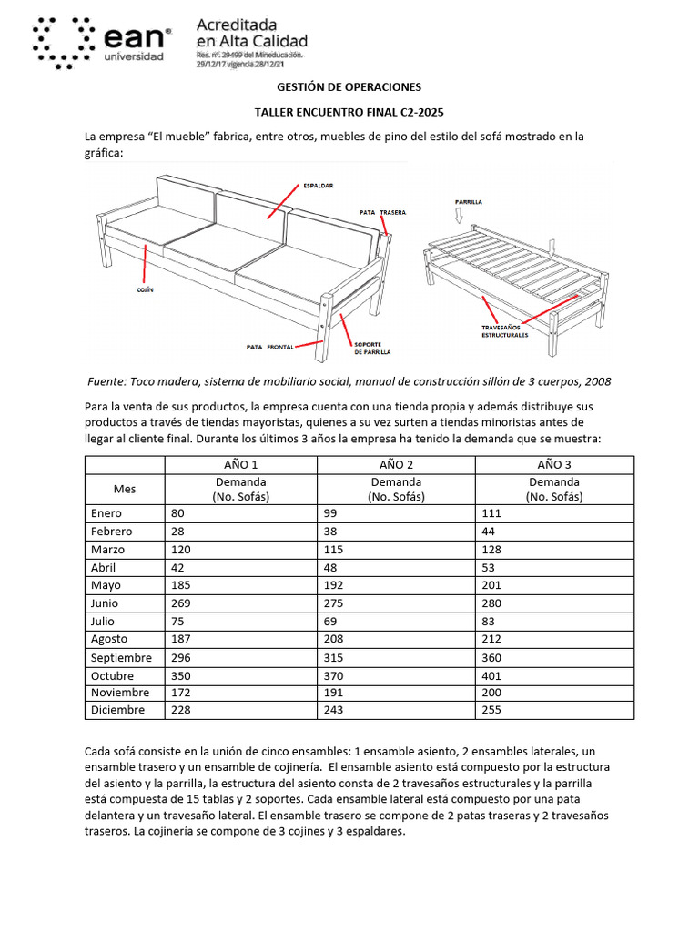 Taller+Encuentro+Final+Gesti%c3%93n+Operaciones+c2 2025 | PDF | Sofá