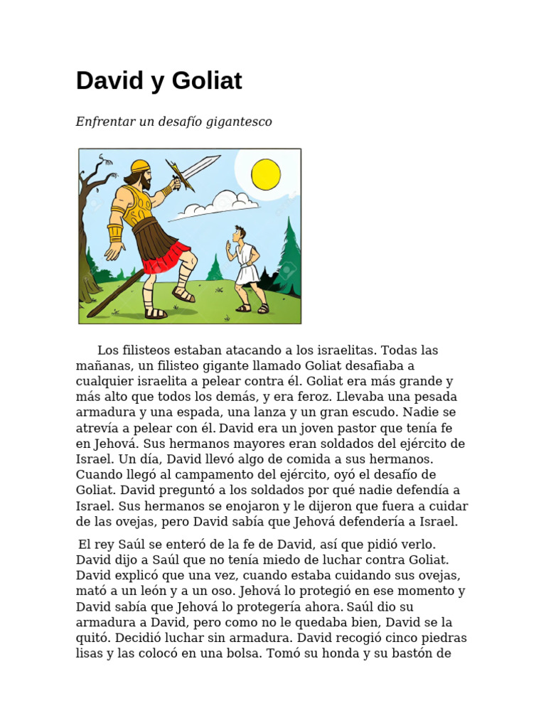 David vence a Goliat: fe y valentía | PDF
