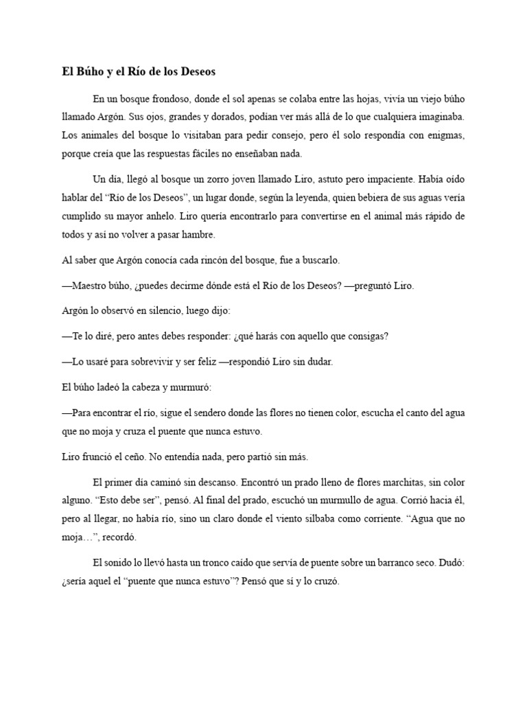 El Búho y El Río de Los Deseos | PDF