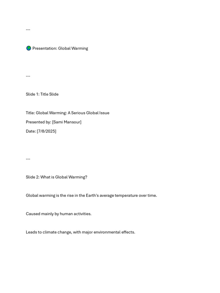 Global Warming | PDF