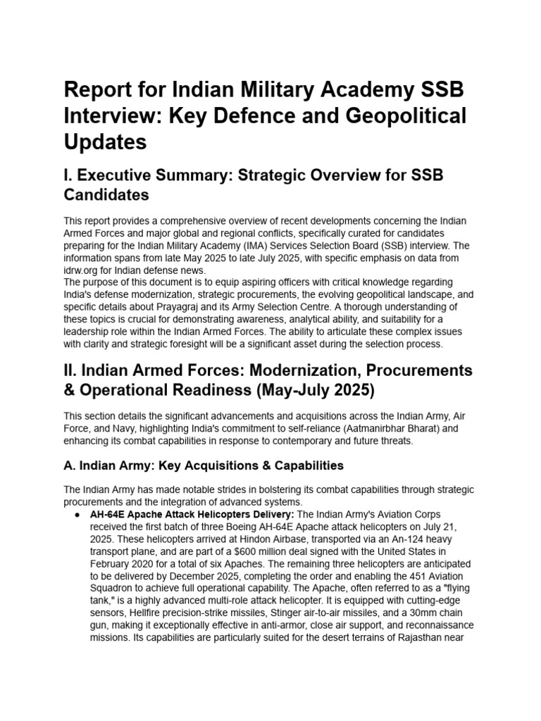 Indian Military Academy SSB Report 2025 | PDF | Gaza Strip | Fighter ...