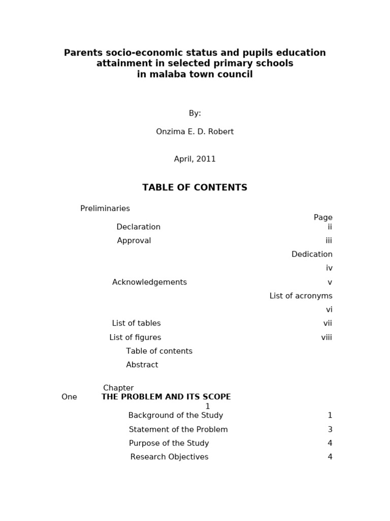 Socio-Economic Status and Education in Malaba | PDF | Social Status ...