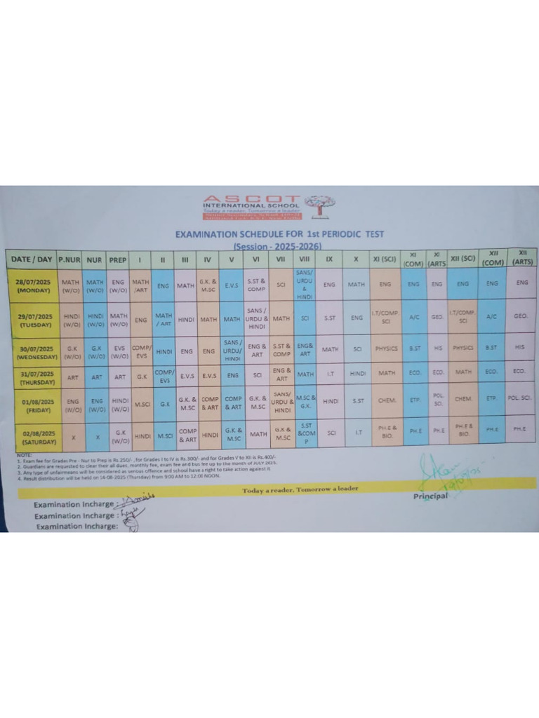 P.T I Schedule | PDF