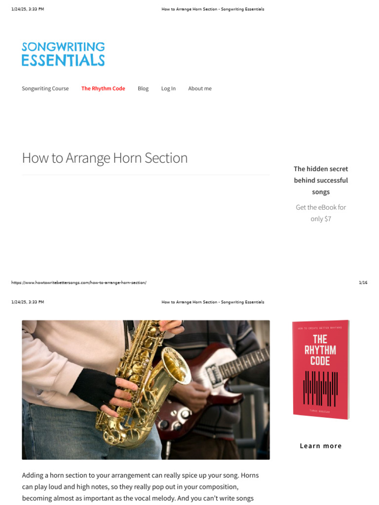 Arrange Horn Sections for Songs | PDF | Chord (Music) | Harmony