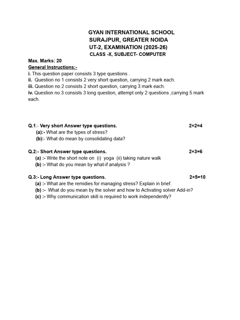 Class 10 Computer UT 2 | PDF