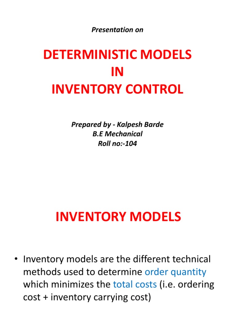Inventory Models | PDF | Inventory | Applied Mathematics