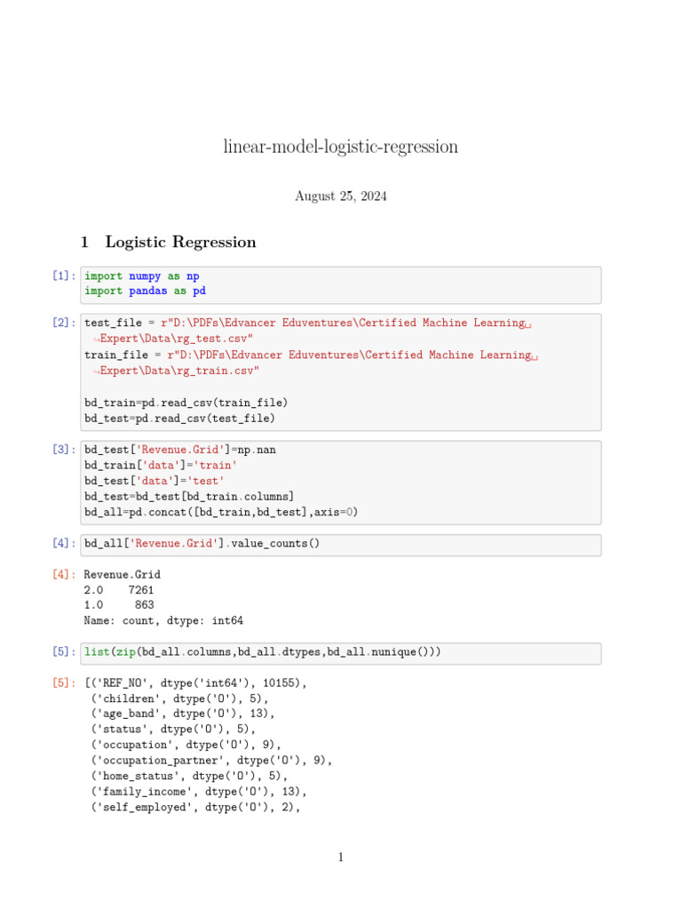 Linear Model (Classification) | PDF | Linear Regression | Regression Analysis