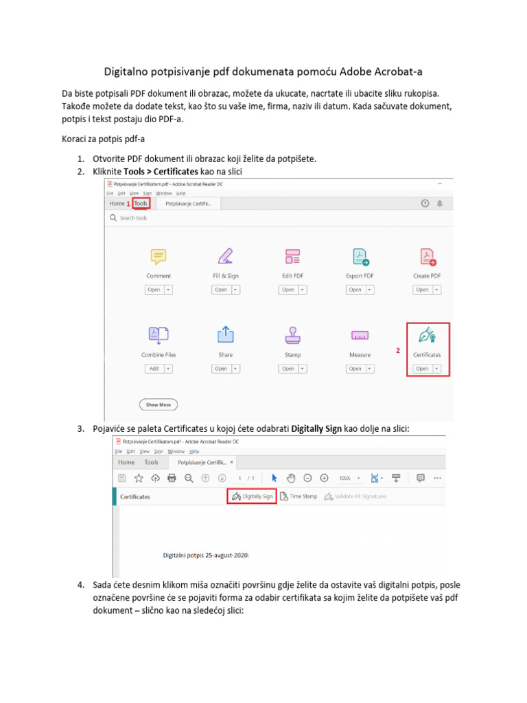 Digitalno Potpisivanje PDF Dokumenata Pomocu Adobe Acrobat A 1 | PDF