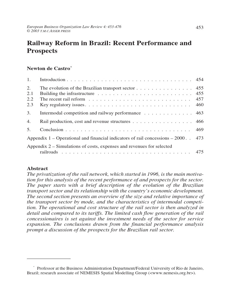 Brazil Railway Reform: Performance & Future | PDF | Rail Transport ...