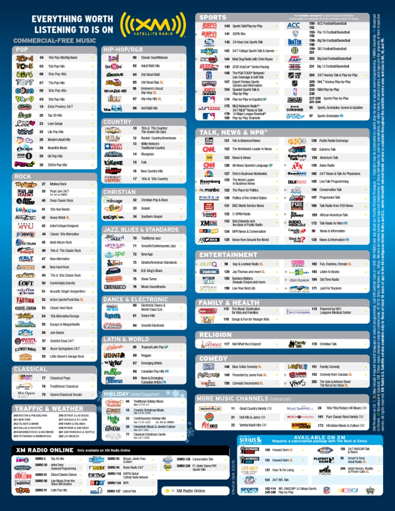 XMchannel Guide | PDF | Rock Music | Talk Radio